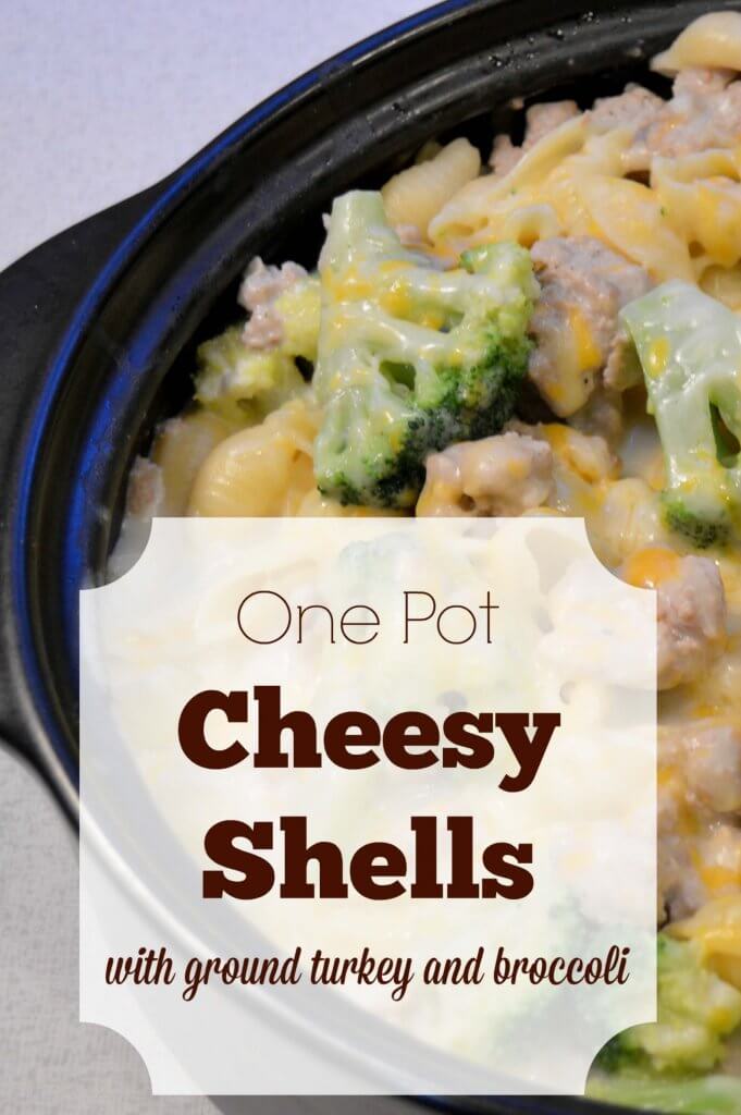 One Pot Cheesy Shells with Ground Turkey and Broccoli